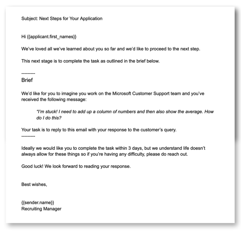 Recruiting Emails 3 Request Task or Test - HR Partner